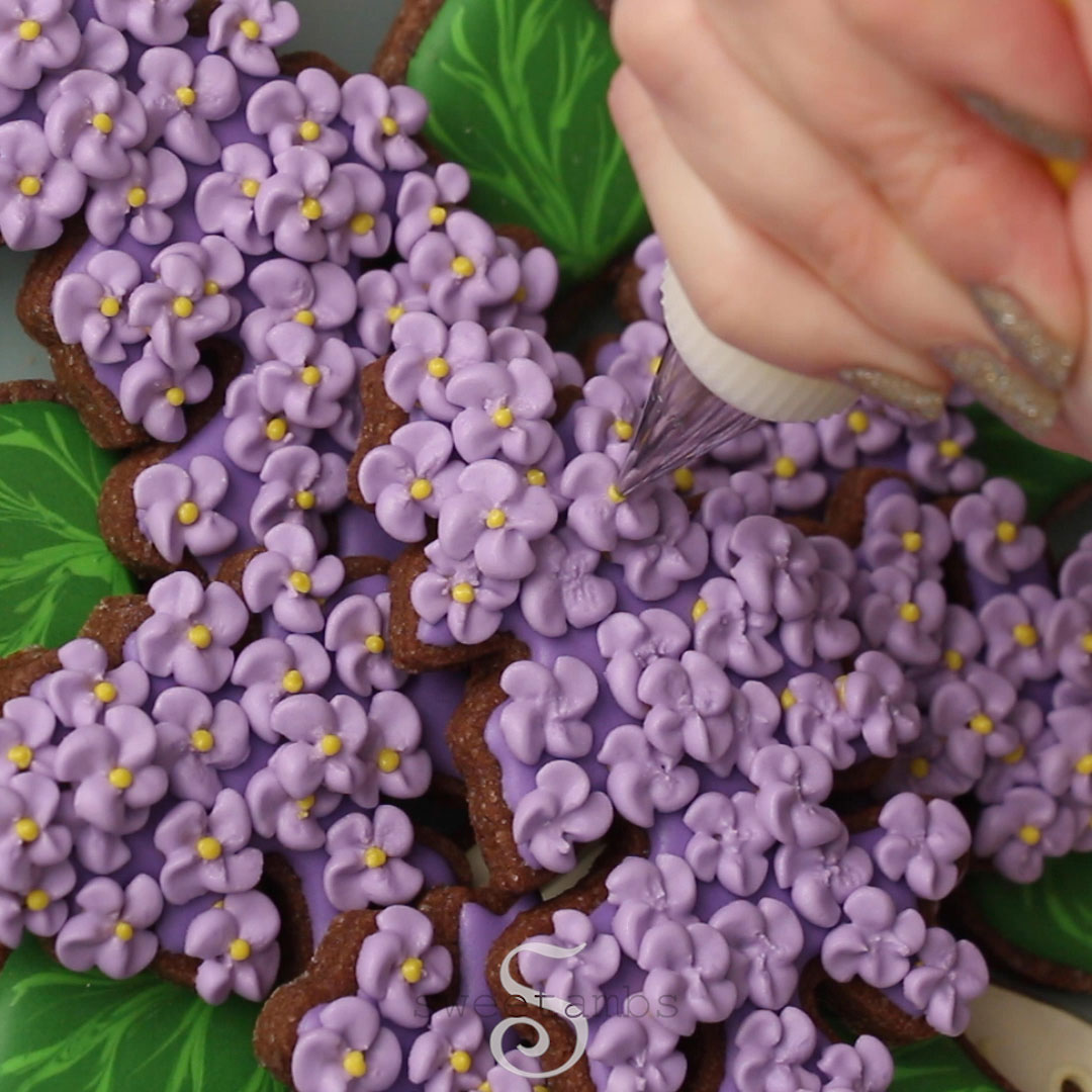 How To Decorate Lilac Cookies With Royal Icing - SweetAmbsSweetAmbs