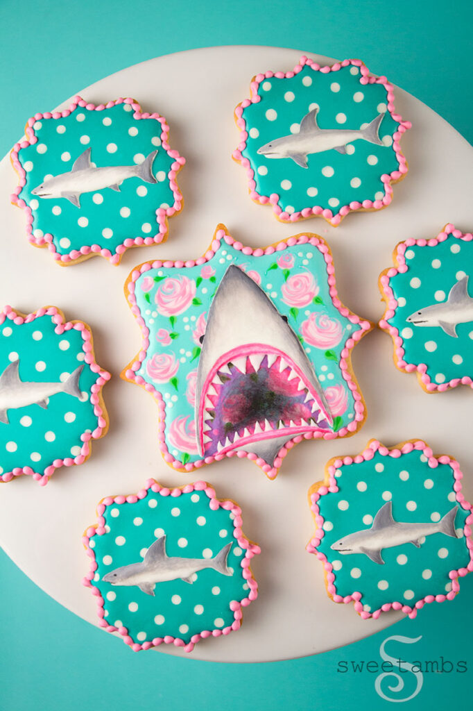 Royal Icing Decorated Shark Cookies For Shark Week (Cookie Art Club ...