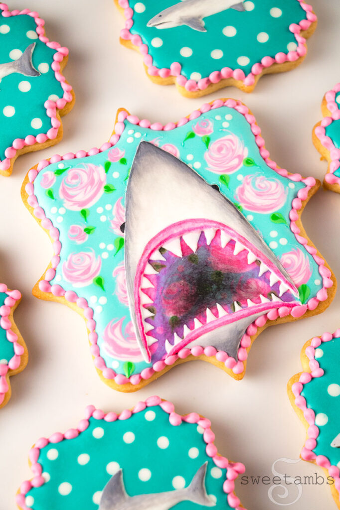 Royal Icing Decorated Shark Cookies For Shark Week (Cookie Art Club ...