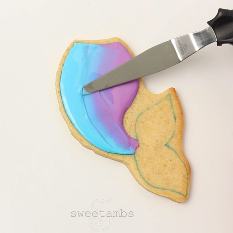 Mermaid Tail Cookies with Royal Icing - SweetAmbs